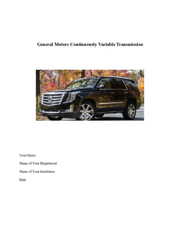 (DOC) General Motors Continuously Variable Transmission Introduction