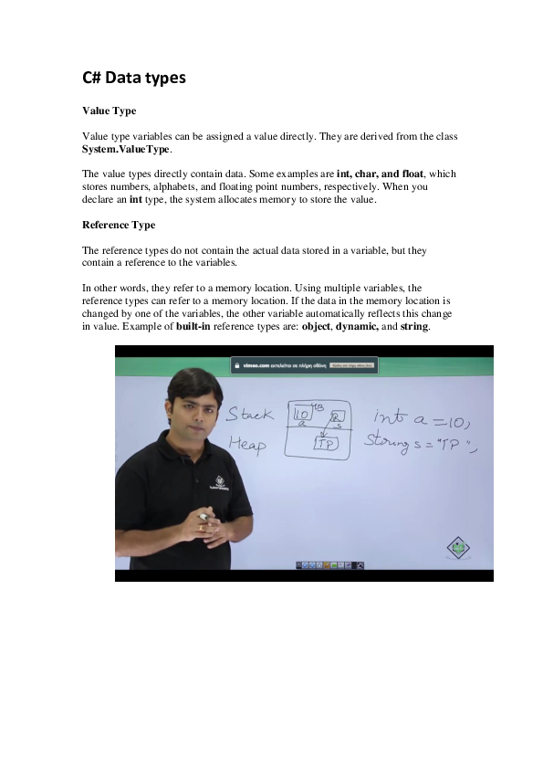(DOC) C# Data types | Ioannis Dallas - Academia.edu