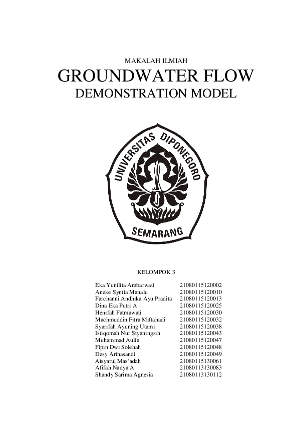 (PDF) GROUNDWATER FLOW DEMONSTRATION MODEL