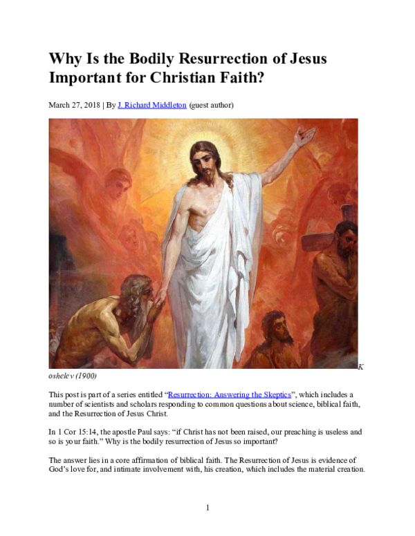 (PDF) Why Is the Bodily Resurrection of Jesus Important for Christian Faith