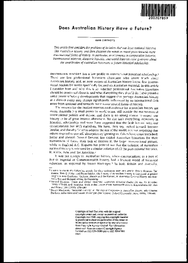 (PDF) Does Australian history have a future?