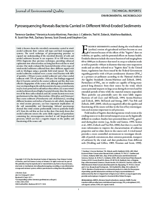 (PDF) Pyrosequencing Reveal Distinct Bacteria in Different Wind Eroded Sediments from the Same ...