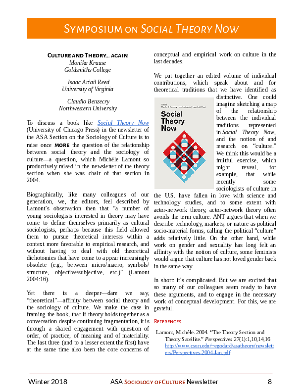 (PDF) Symposium on Social Theory Now by Omar Lizardo, Robin Wagner ...