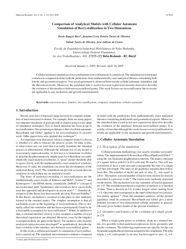 Pdf Comparison Of Analytical Models With Cellular Automata Simulation