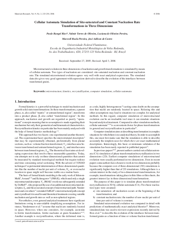 Pdf Cellular Automata Simulation Of Site Saturated And Constant