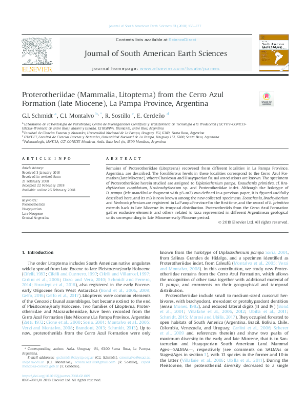(PDF) Proterotheriidae (Mammalia, Litopterna) from the Cerro Azul ...