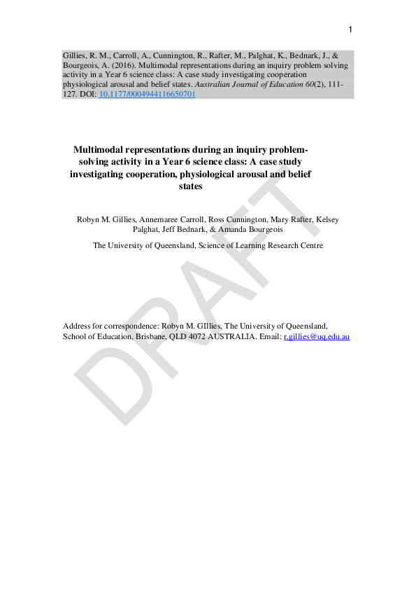 (PDF) Multimodal representations during an inquiry problem-solving activity in a Year 6 science ...