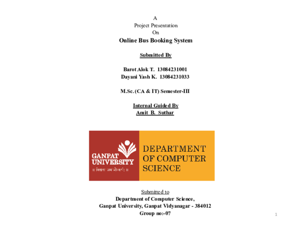 (PDF) A Project Presentation On Online Bus Booking System