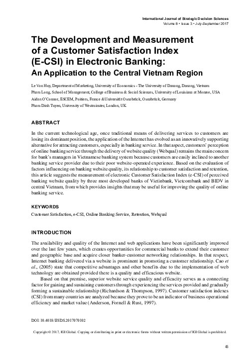 (PDF) The Development and Measurement of a Customer Satisfaction Index ...