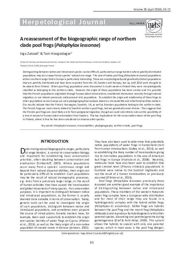 (PDF) A reassessment of the biogeographic range of northern clade pool ...