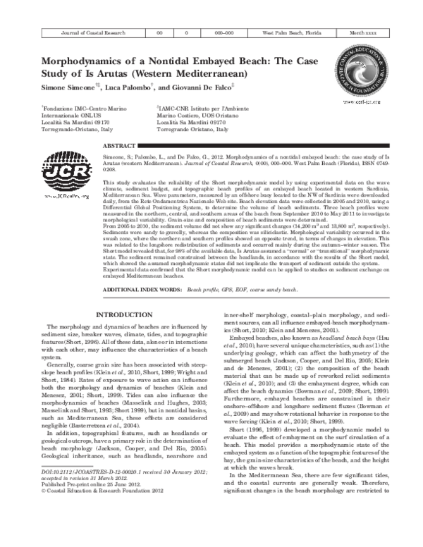 (PDF) Morphodynamics of a Nontidal Embayed Beach: The Case Study of Is ...