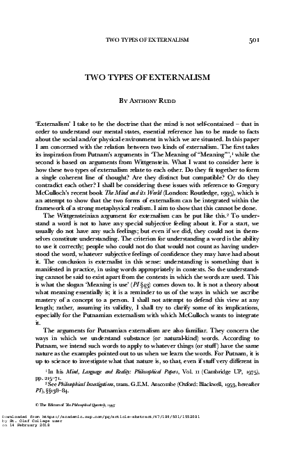 (PDF) Two Types of Externalism