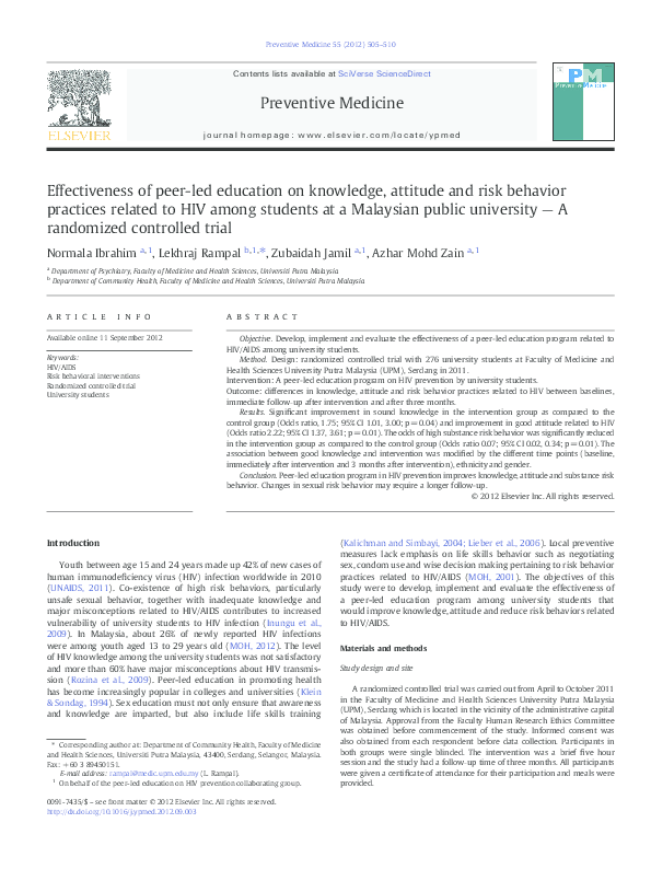 (PDF) Factors Influencing Students' Attitude towards HIV/AIDS in a Public University, Malaysia ...