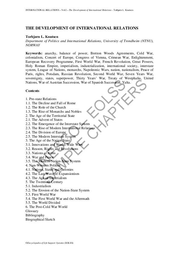 (PDF) THE DEVELOPMENT OF INTERNATIONAL RELATIONS