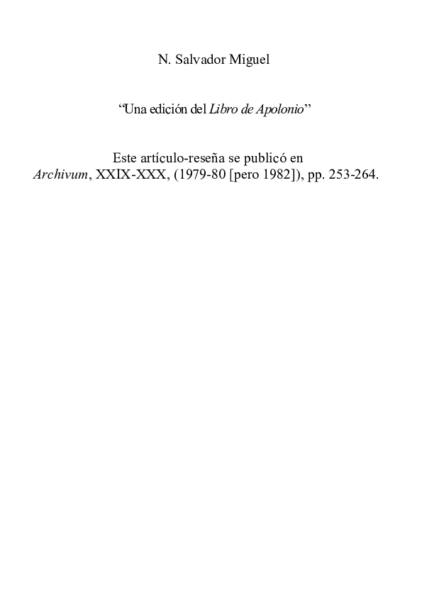 (PDF) Una edición del "Libro de Apolonio"