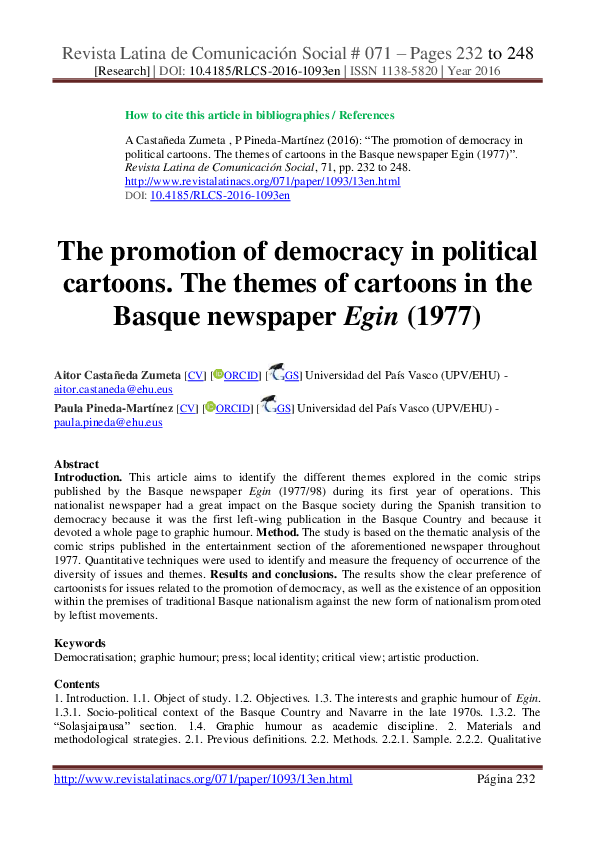 (PDF) The promotion of democracy in political cartoons. The themes of ...
