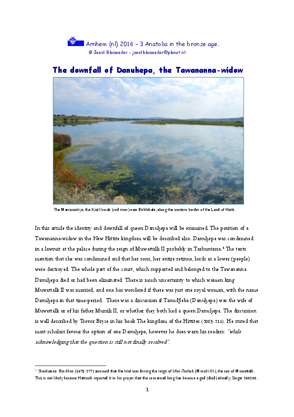 (PDF) The downfall of Danuhepa, the Tawananna-widow