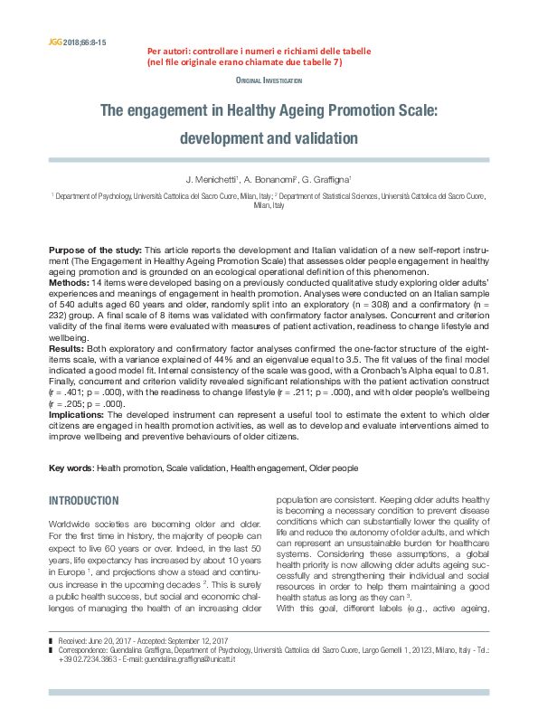 (PDF) The engagement in Healthy Ageing Promotion Scale: development and ...