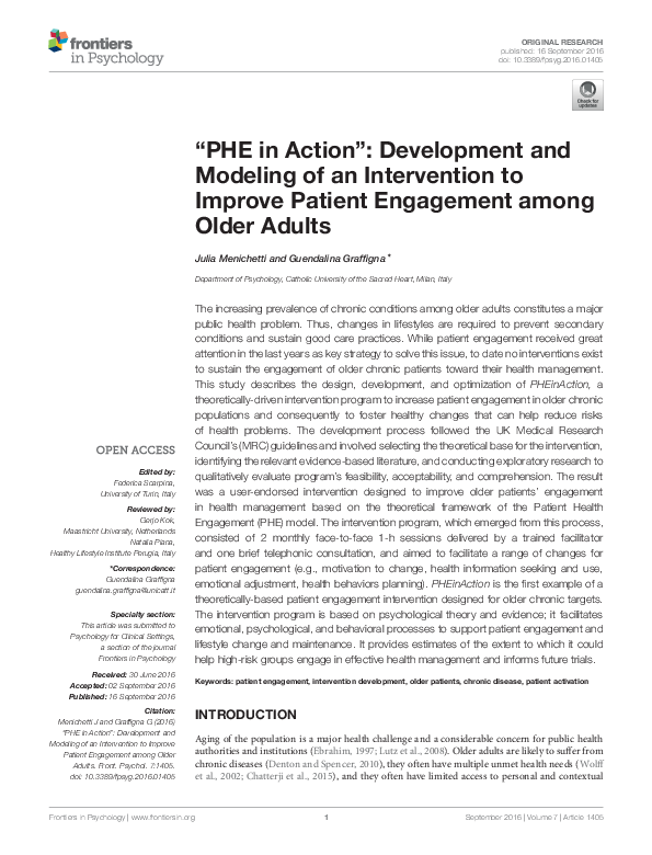 (PDF) " PHE in Action " : Development and Modeling of an Intervention ...