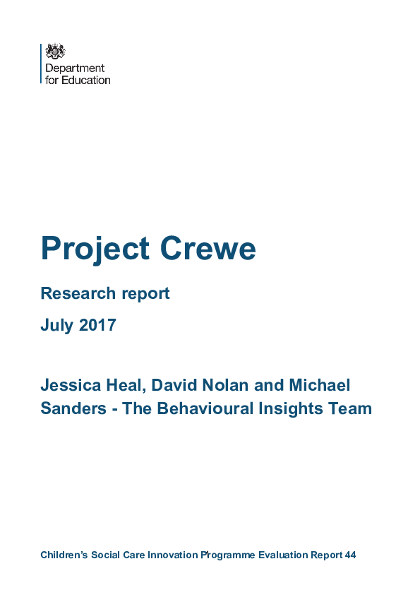 (PDF) DfE Children's Social Care Evaluation Report | Jessica Heal ...