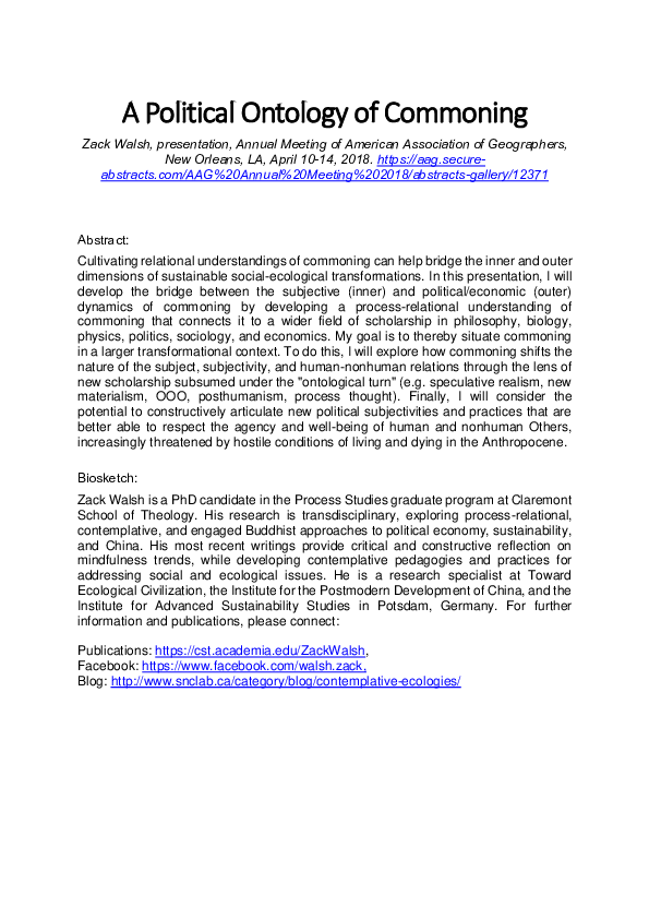 (DOC) A Political Ontology of Commoning