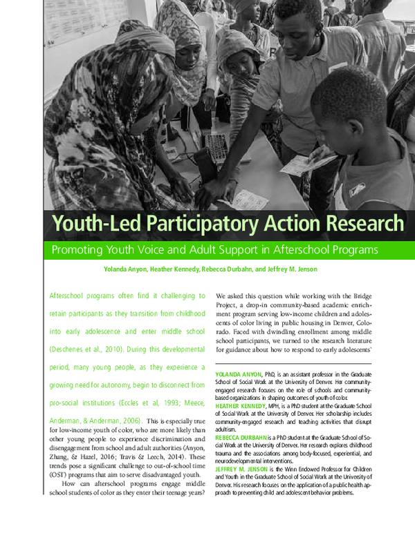 (PDF) Youth-led participatory action research (YPAR): Promoting youth ...