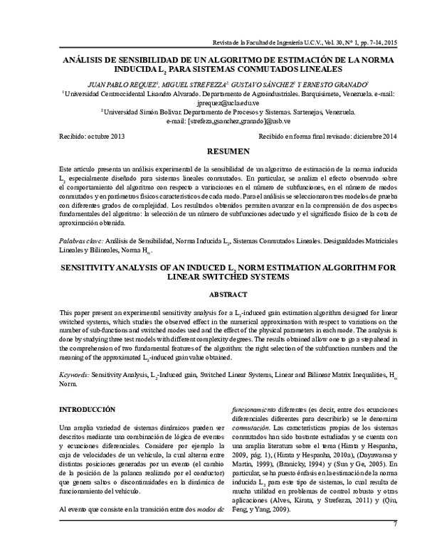 Pdf Sensitivity Analysis Of An Induced L2 Norm Estimation Algorithm For Linear Switched Systems