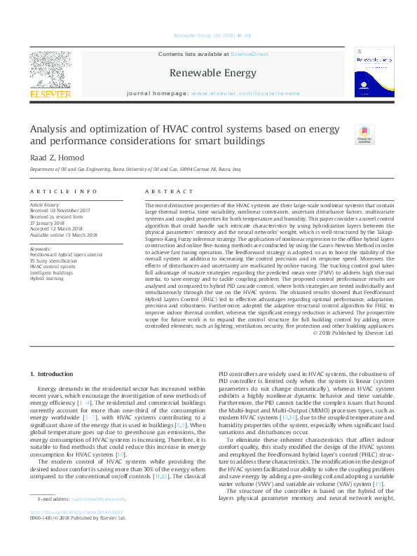 (PDF) Analysis and optimization of HVAC control systems based on energy ...