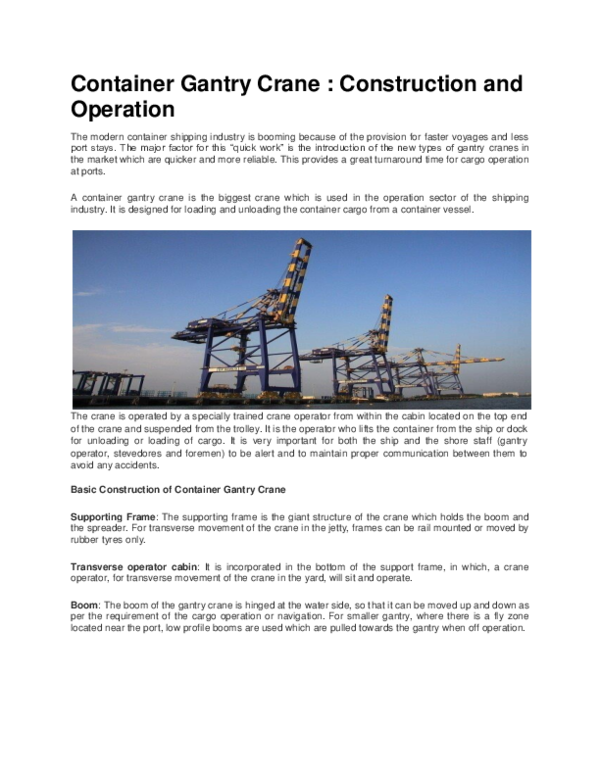 (DOC) Container Gantry Crane