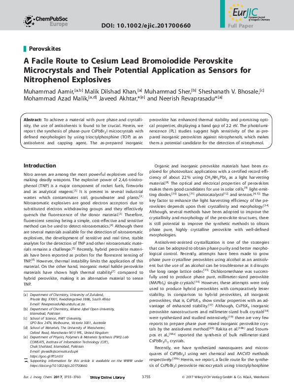 (PDF) A Facile Route to Cesium Lead Bromoiodide Perovskite ...