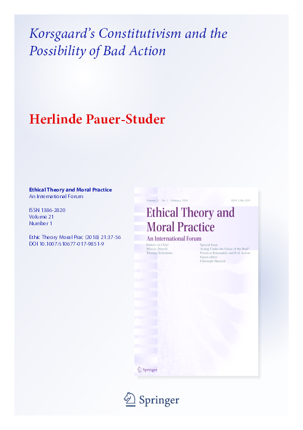 (PDF) Korsgaard's Constitutivism and the Possibility of Bad Action