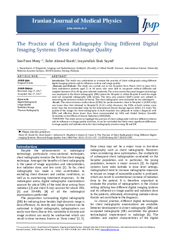 (PDF) The Practice of Chest Radiography Using Different Digital Imaging ...
