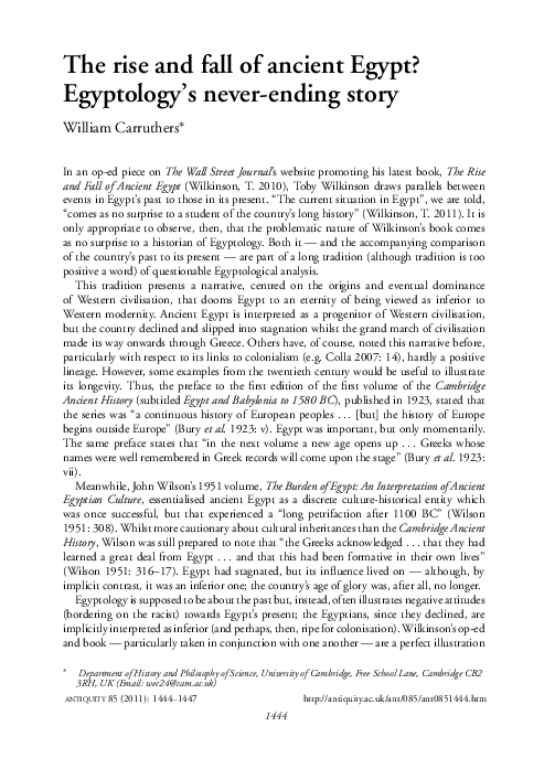 (PDF) The Rise and Fall of Ancient Egypt? Egyptology's Never-Ending Story