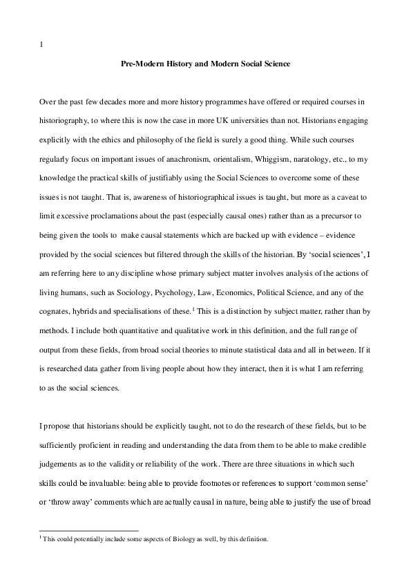 (DOC) Pre-Modern History and Modern Social Science