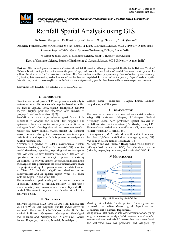 Pdf Rainfall Spatial Analysis Using Gis