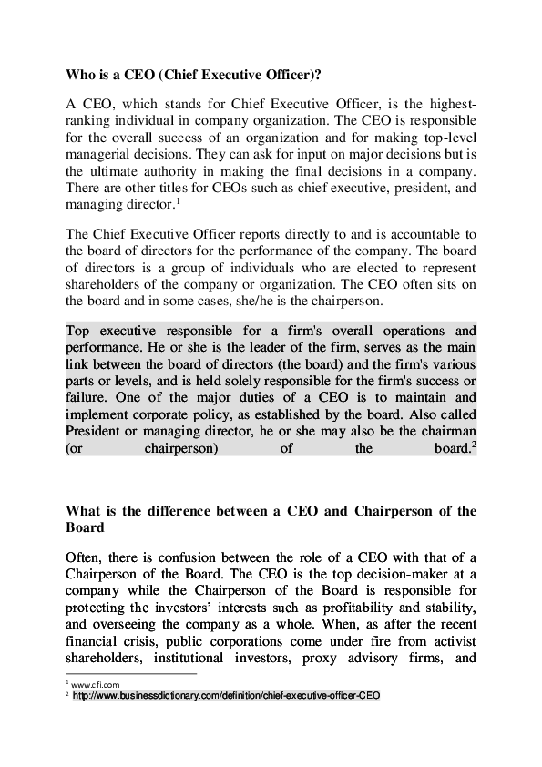 (DOC) Who is a CEO (Chief Executive Officer