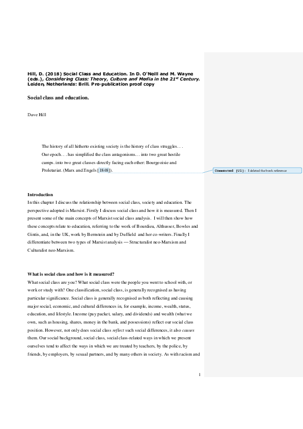 (DOC) Social class and education