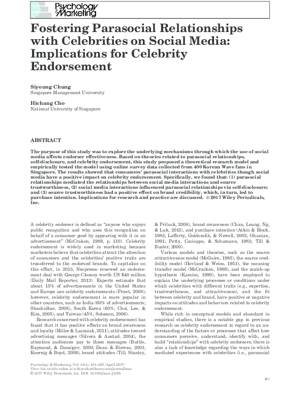 (PDF) Fostering Parasocial Relationships with Celebrities on Social ...