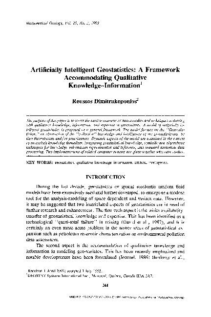 (PDF) Artificially Intelligent Geostatistics: A Framework Accommodating Qualitative Knowledge ...