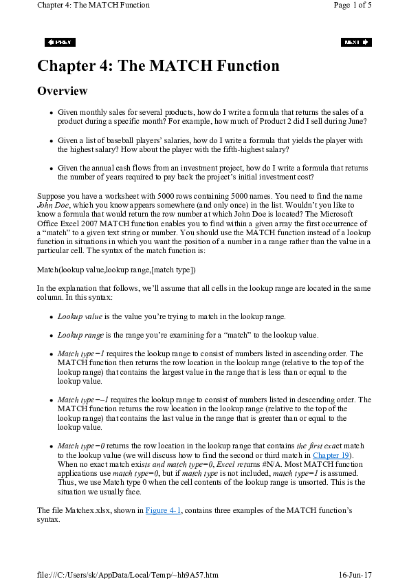 (PDF) Chapter 4: The MATCH Function