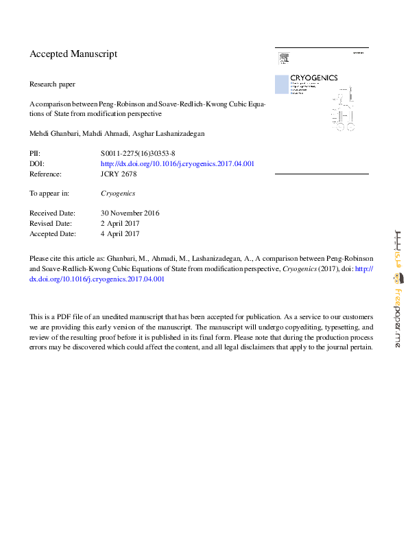 (PDF) A comparison between Peng-Robinson and Soave-Redlich-Kwong cubic ...
