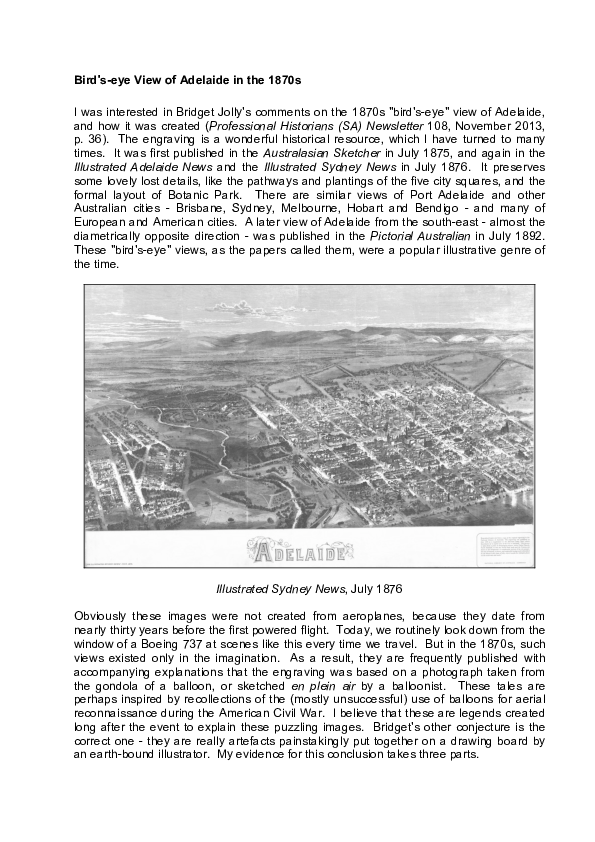(PDF) Bird's-eye View of Adelaide in the 1870s