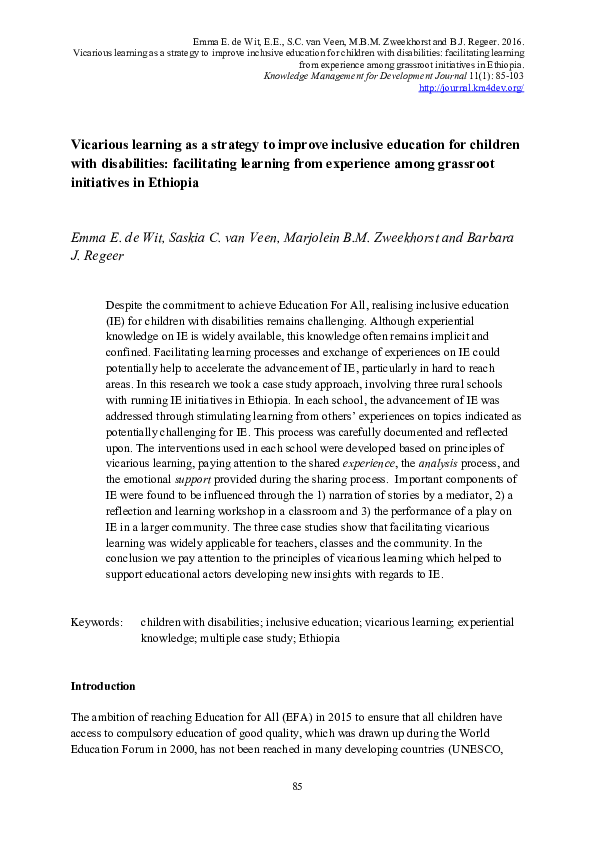 (PDF) Vicarious learning as a strategy to improve inclusive education ...