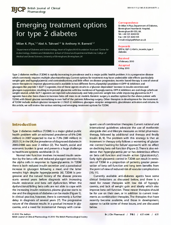 (PDF) Emerging treatment options for type 2 diabetes