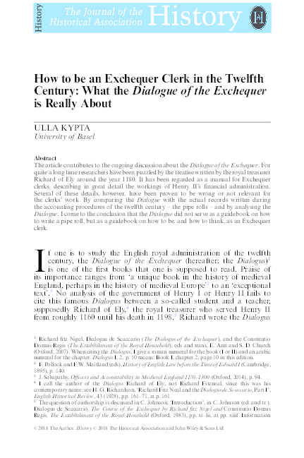 (PDF) How to be an Exchequer Clerk in the Twelfth Century: What the ...