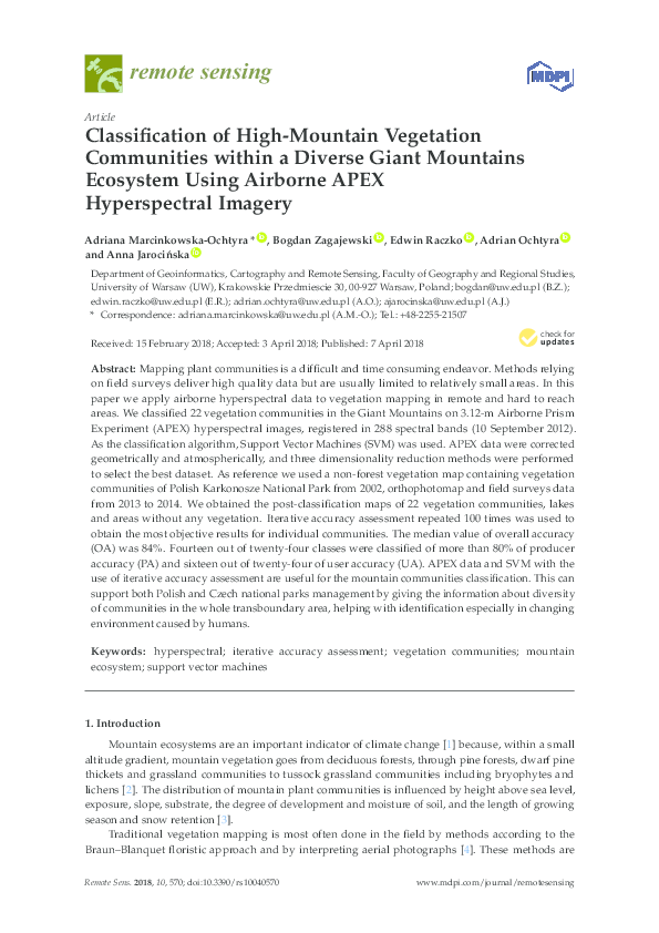 (PDF) Classification of High-Mountain Vegetation Communities within a ...