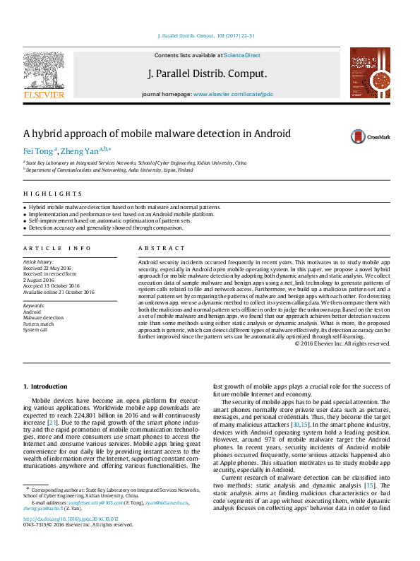 Pdf Hybrid Malware Detection For Android Apps