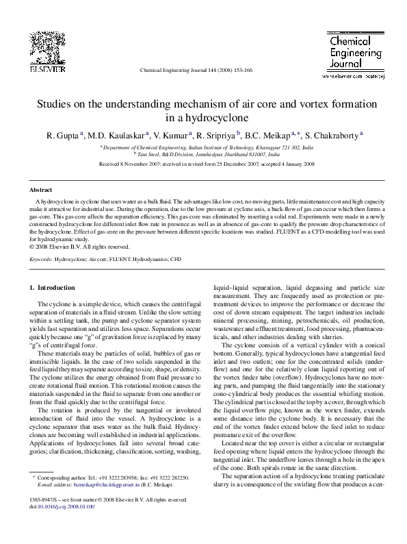 (PDF) New understanding of a hydrocyclone flow field and separation ...