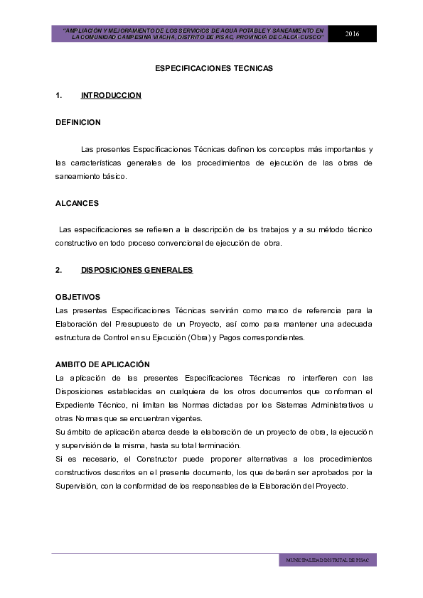 (DOC) Especificaciones-tecnicas de obra | JOIDER QUISPE MORALES - Academia.edu