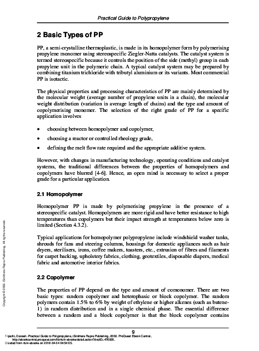 (PDF) Practical Guide to Polypropylene 2 Basic Types of PP